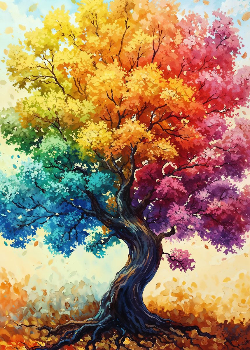 'Rainbow Tree Painting' Poster, picture, metal print, paint by MylesNoh ...