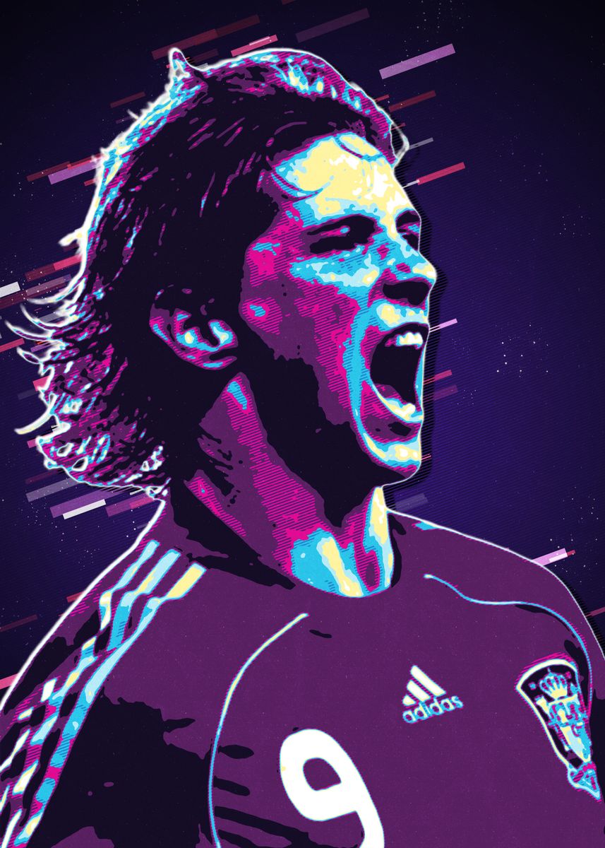 'Fernando Torres in Retro Style' Poster, picture, metal print, paint by ...