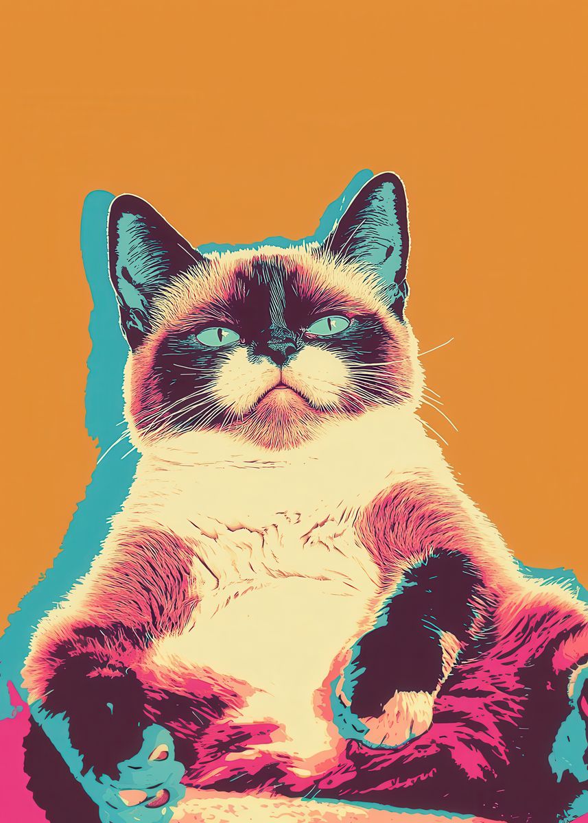 'Grumpy Cat Pop Art' Poster, picture, metal print, paint by Beins ...