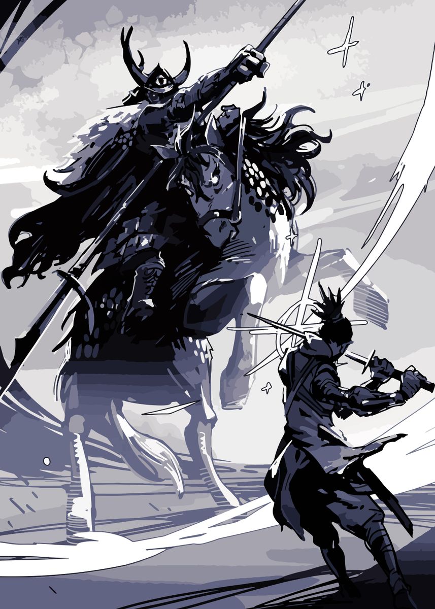 'Samurai vs. Ninja' Poster, picture, metal print, paint by Gustavo ...
