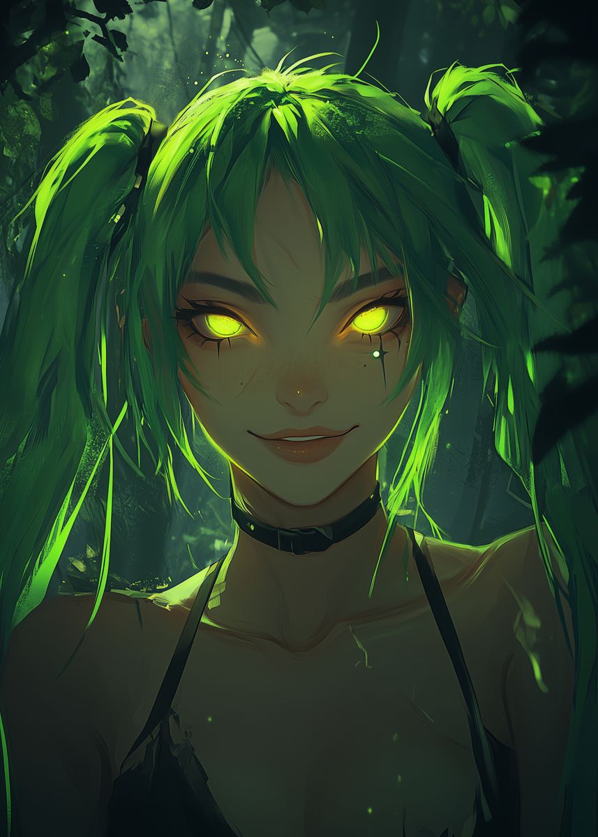 'gothic neon anime girl' Poster, picture, metal print, paint by Mike ...