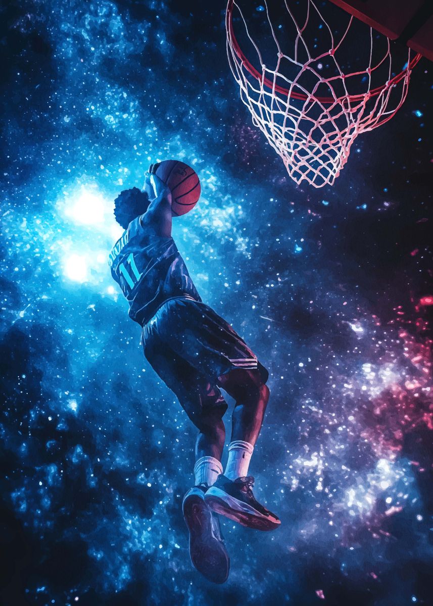'Basketball Galaxy Dunk' Poster, picture, metal print, paint by Roshni ...