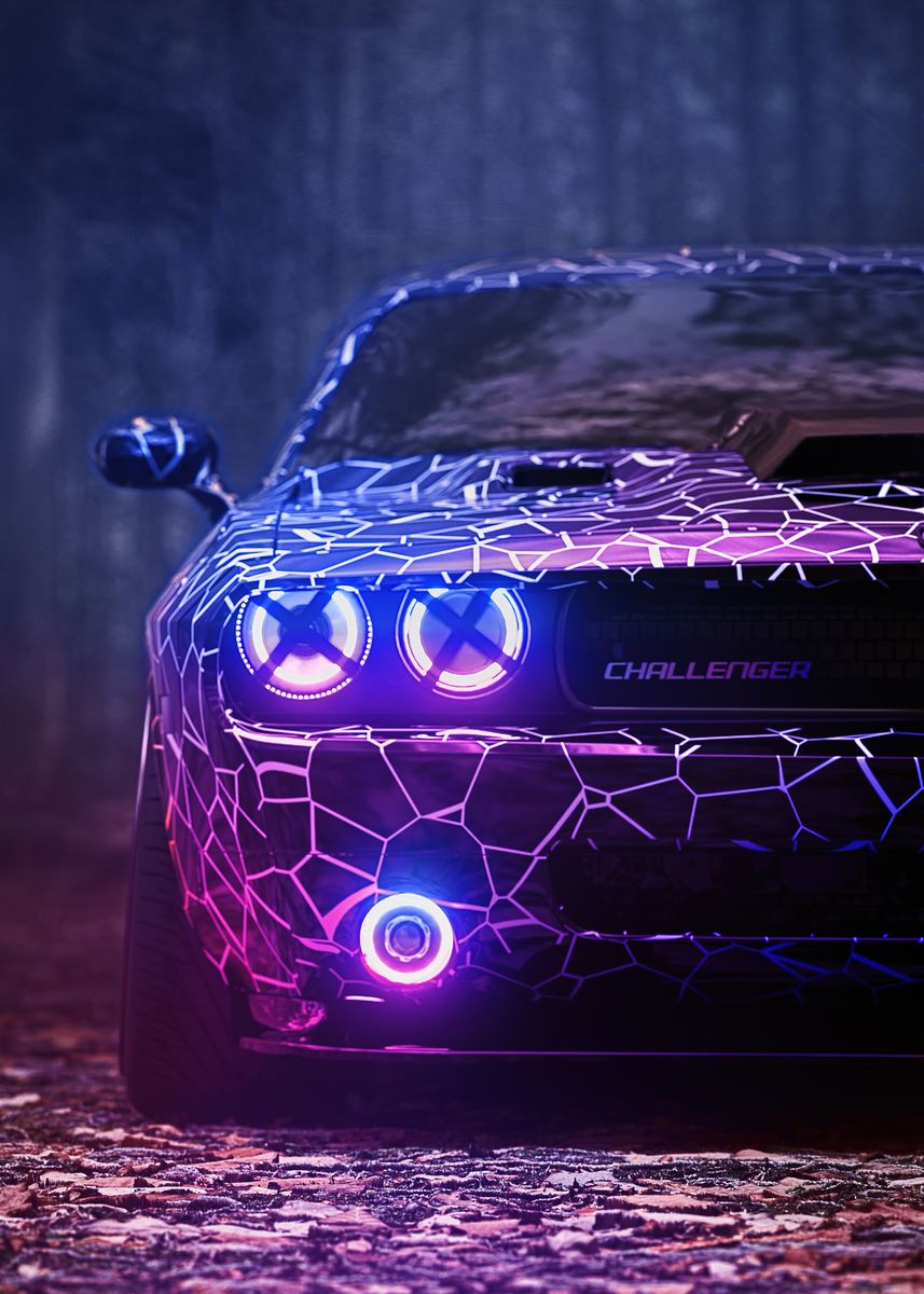 'Dodge Challenger Neon' Poster, picture, metal print, paint by staff ...
