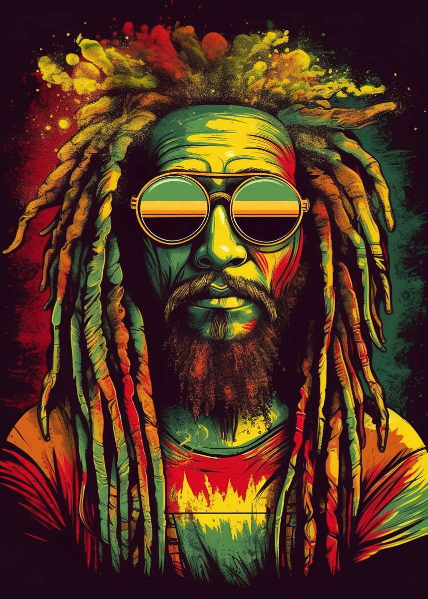'Rastafarian Man Portrait' Poster, picture, metal print, paint by BS ...