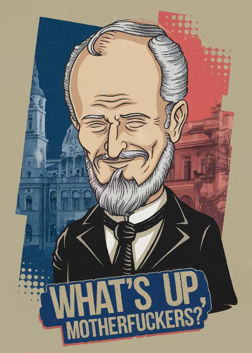 'Sigmund Freud - Vintage Cartoon Portrait' Poster, picture, metal print ...