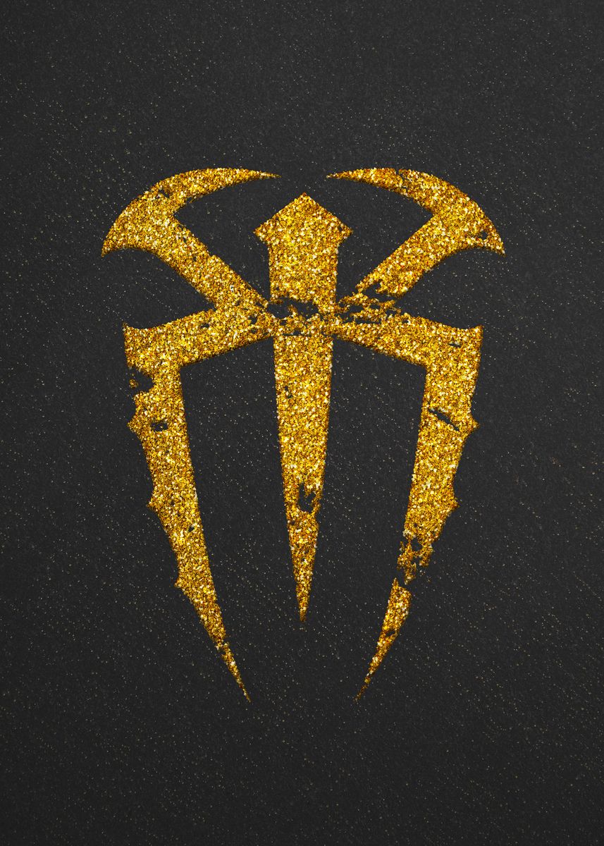 'Gold Glitter Roman Reigns Symbol' Poster, picture, metal print, paint ...