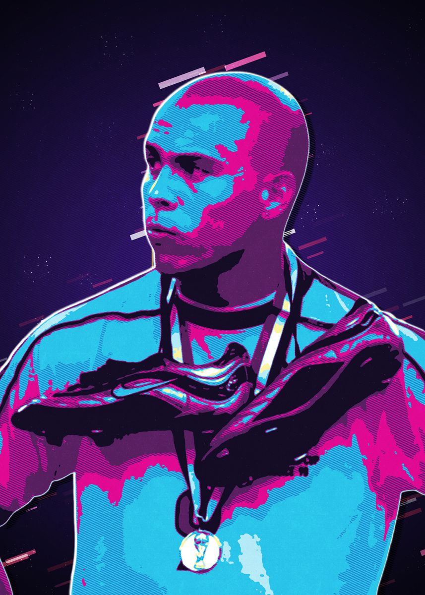 'Ronaldo Nazario Retro Art' Poster, picture, metal print, paint by Nusi ...