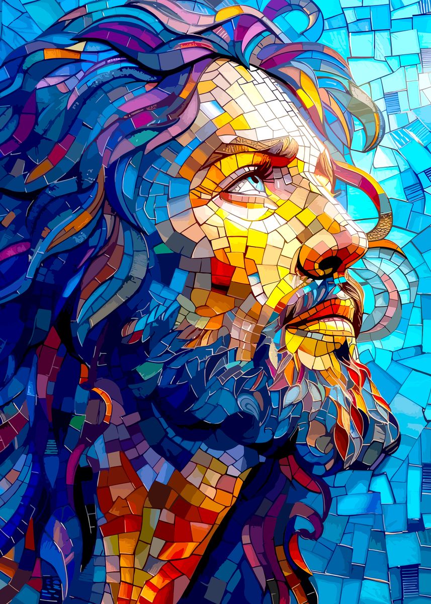 'Mosaic Portrait of a Man' Poster, picture, metal print, paint by P Art ...