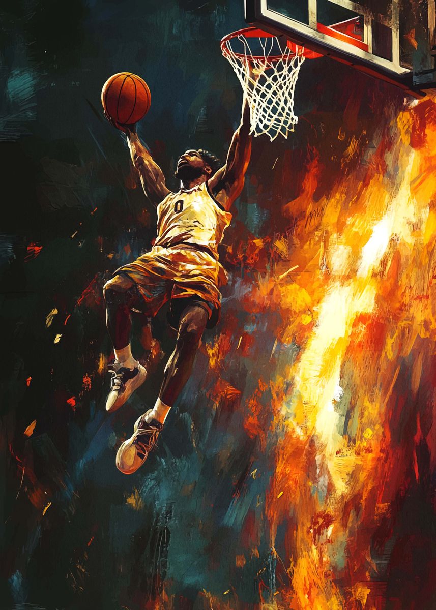 'Basketball Dunk Artwork' Poster, picture, metal print, paint by ...