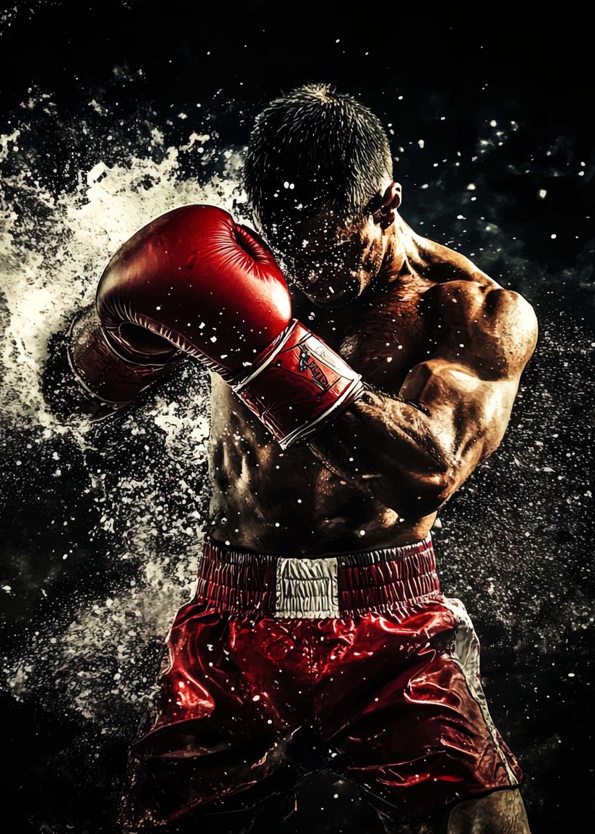 'Boxer Punching Through Water' Poster, picture, metal print, paint by ...