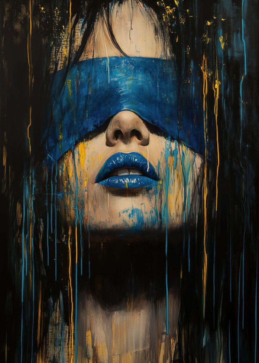 'Blindfolded Woman Painting' Poster, picture, metal print, paint by ...