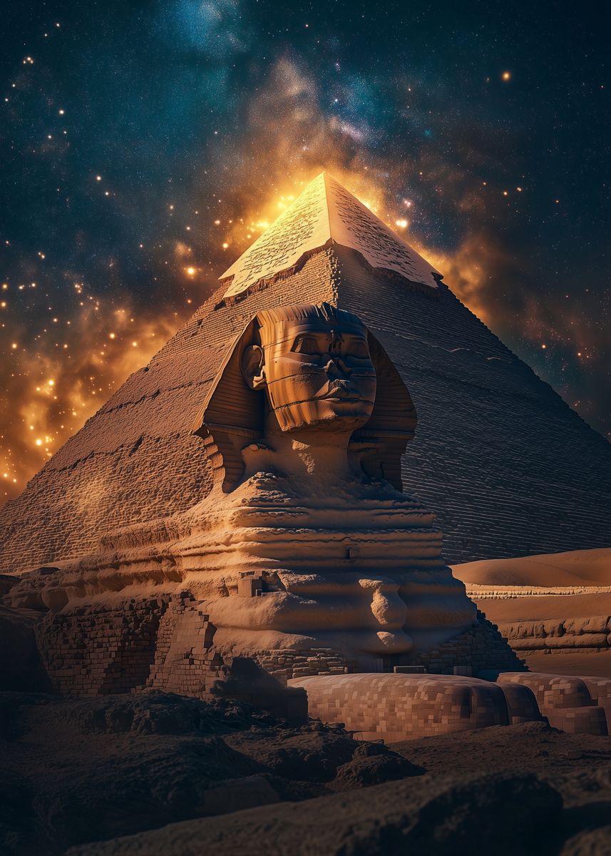 'Great Sphinx and Pyramid' Poster, picture, metal print, paint by Mike ...
