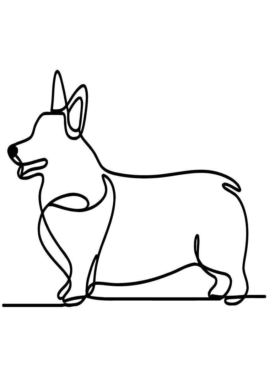 'Corgi Line Art' Poster, picture, metal print, paint by Mindlines ...