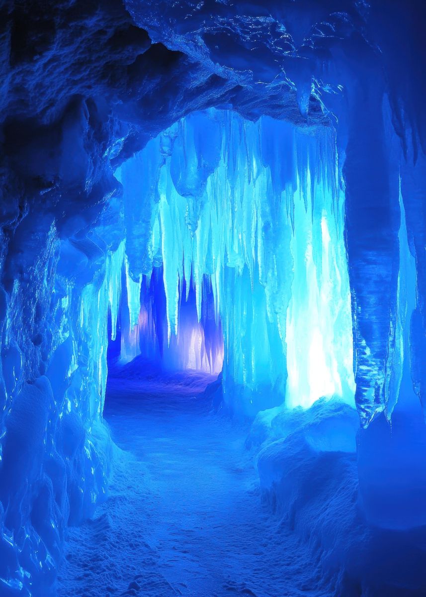 'Ice Cave Entrance' Poster, picture, metal print, paint by XVKE | Displate
