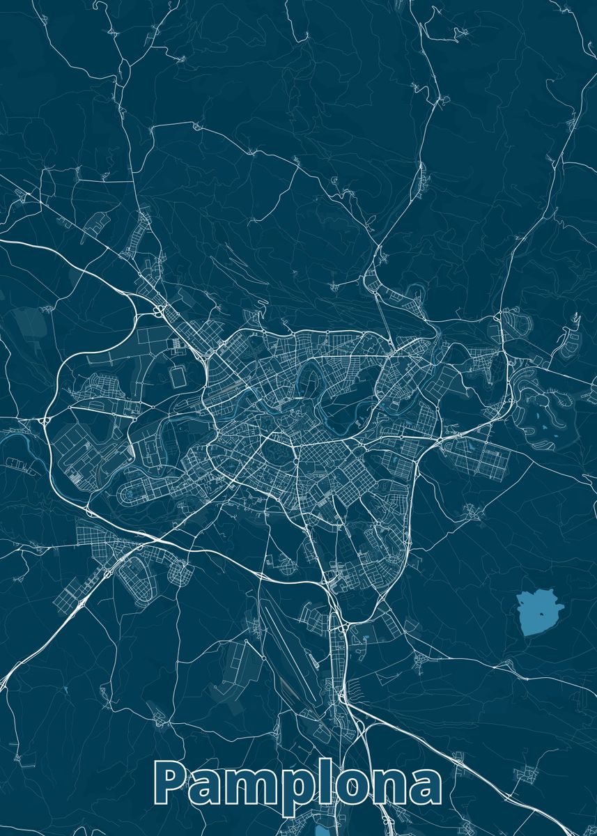 'Pamplona City Map' Poster, picture, metal print, paint by Sam Kal ...