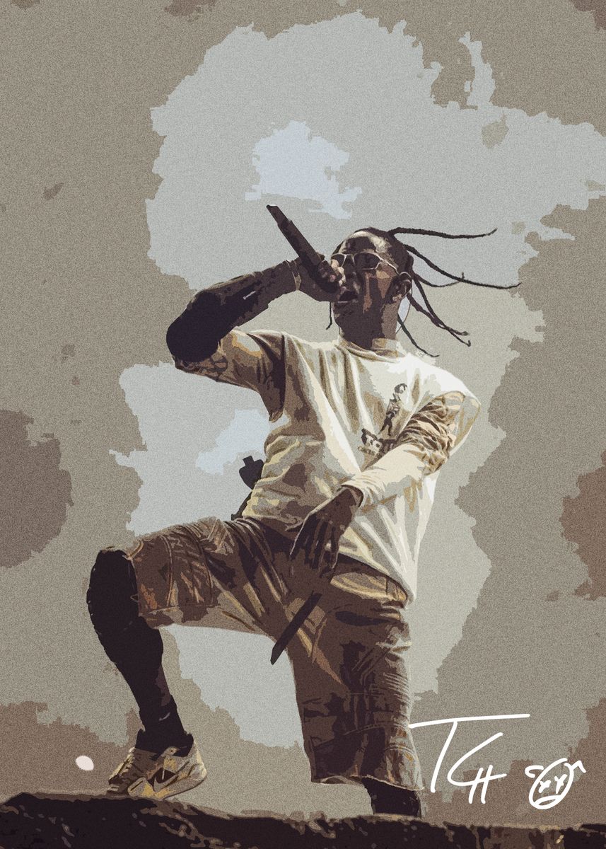 'Travis Scott' Poster, picture, metal print, paint by KI RU | Displate