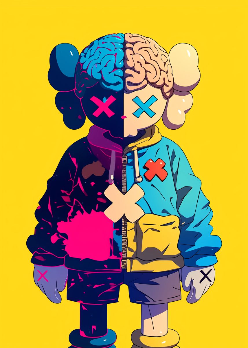 'Brain Split Character Art' Poster, picture, metal print, paint by ...