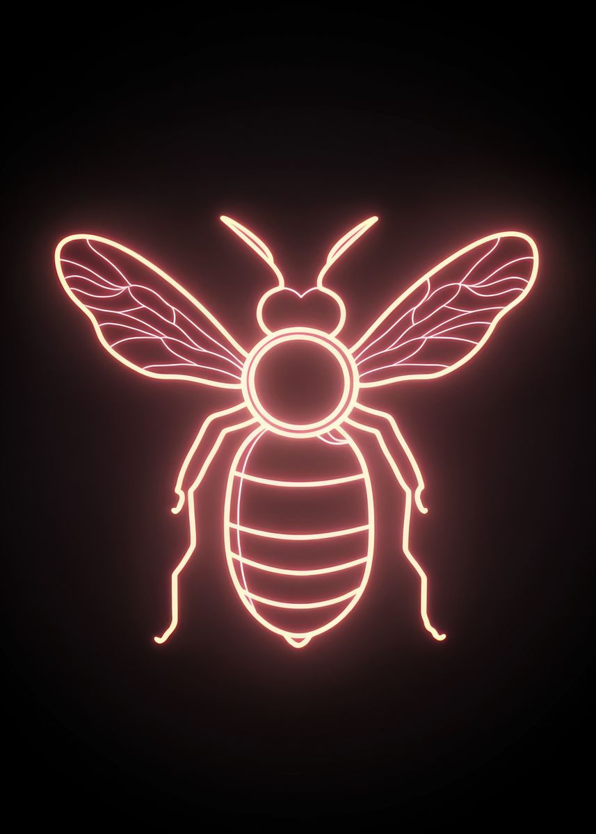 'Neon Bee Illustration' Poster, picture, metal print, paint by Lily ...