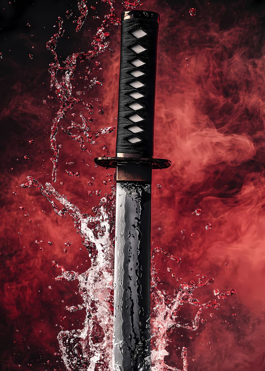 'Samurai Sword in Water' Poster, picture, metal print, paint by Aurora ...