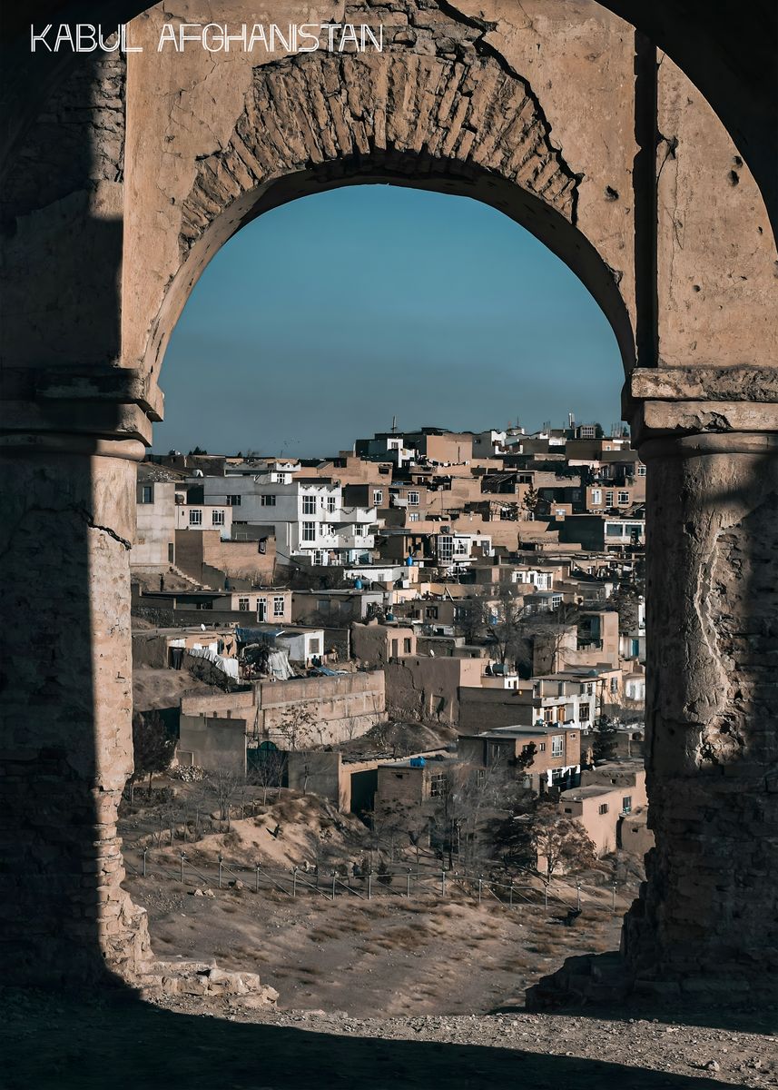 'Kabul Cityscape Through Arch' Poster, picture, metal print, paint by ...