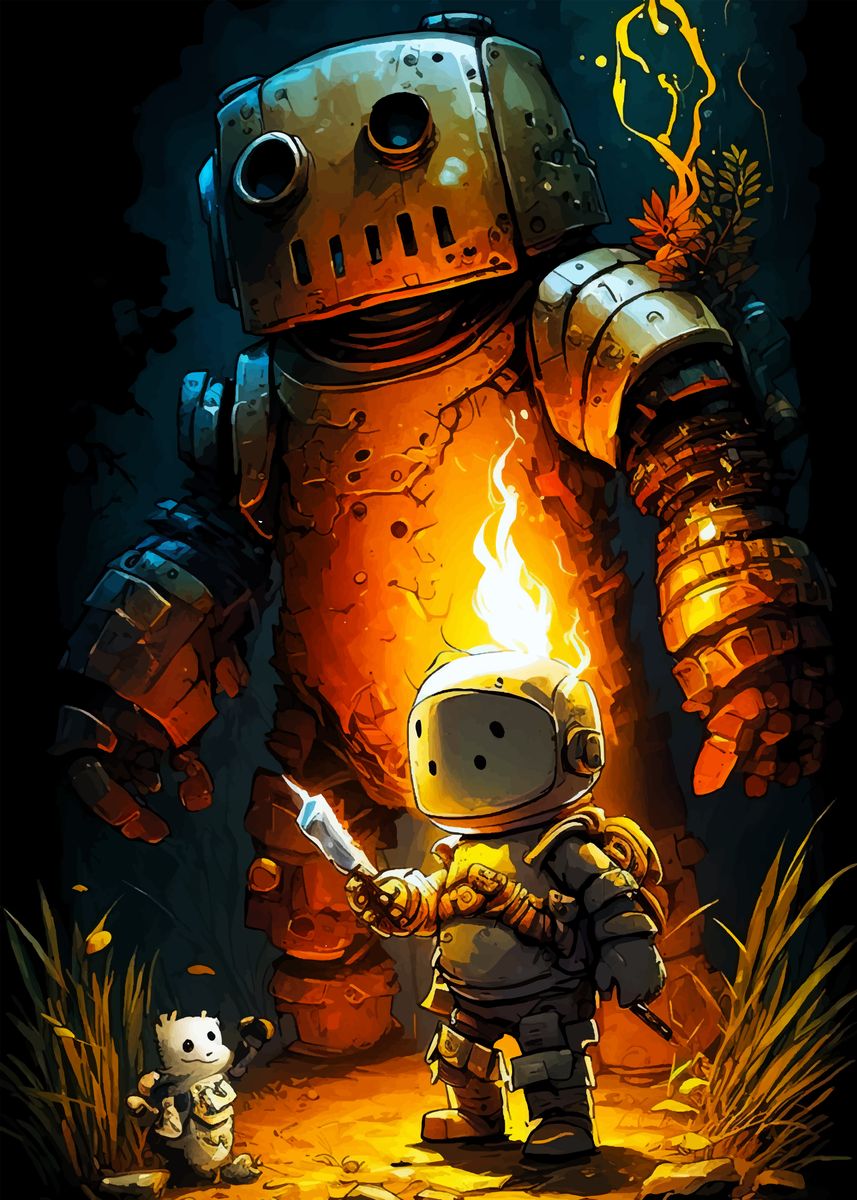 'The Flame and the Colossus' Poster, picture, metal print, paint by janji jiwa | Displate