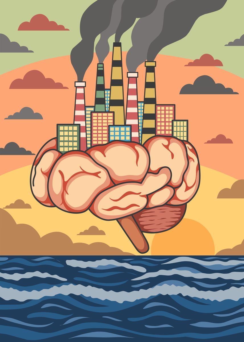 'Brain Pollution' Poster, picture, metal print, paint by Milhad Art ...