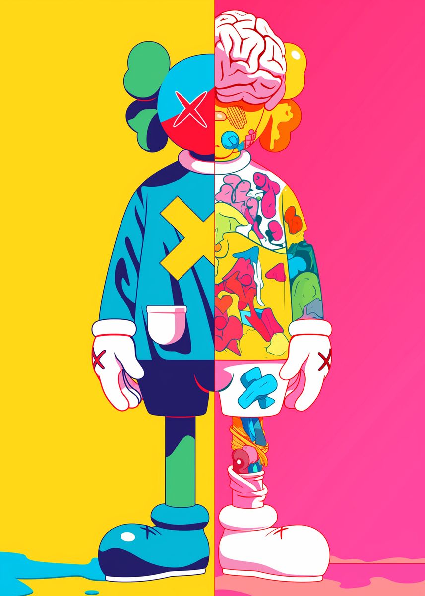 'Kaws Brain Split' Poster, picture, metal print, paint by Tomorrow Artz ...