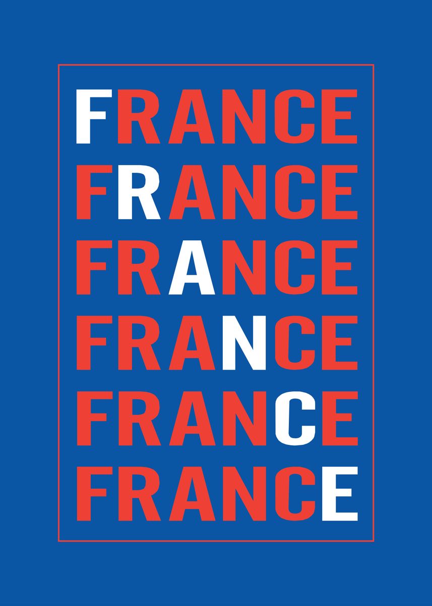 'France Typography ' Poster, picture, metal print, paint by ...