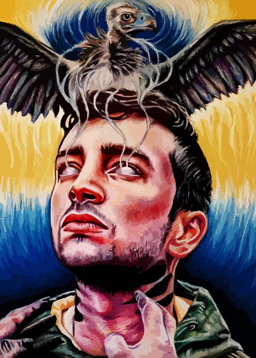 'Vulture and Man Painting' Poster, picture, metal print, paint by sakim ...
