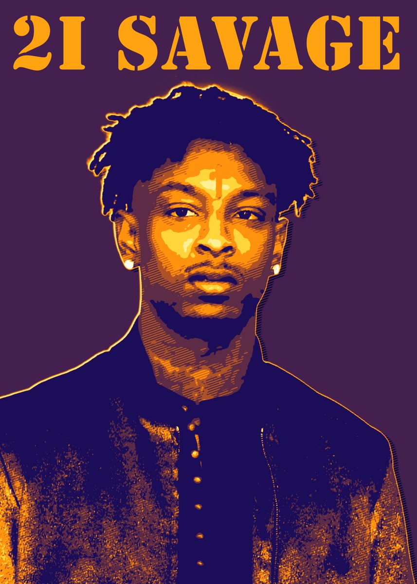 '21 Savage Portrait' Poster, picture, metal print, paint by maxmoen ...