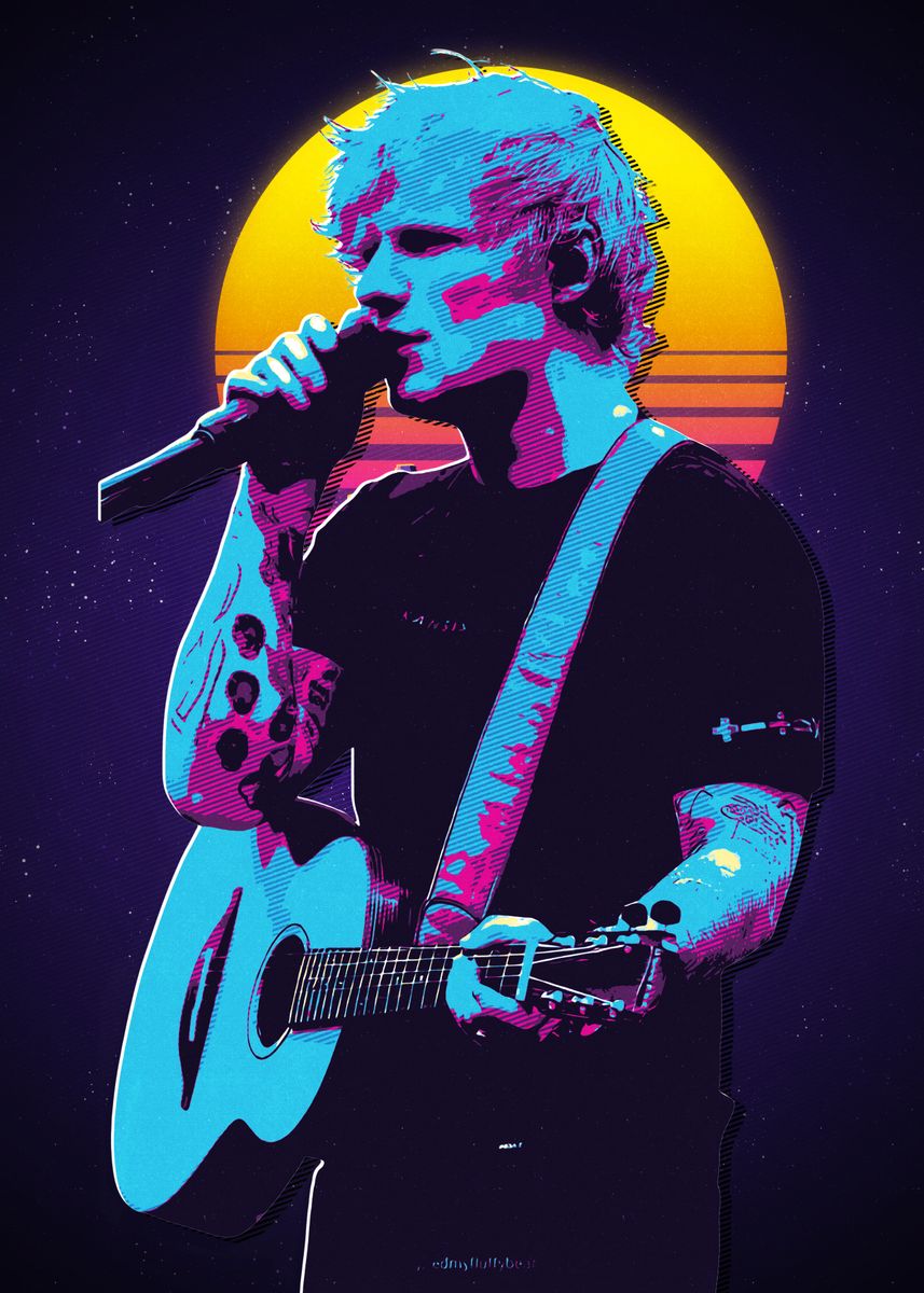 'Ed Sheeran Retro Art' Poster, picture, metal print, paint by maxmoen ...