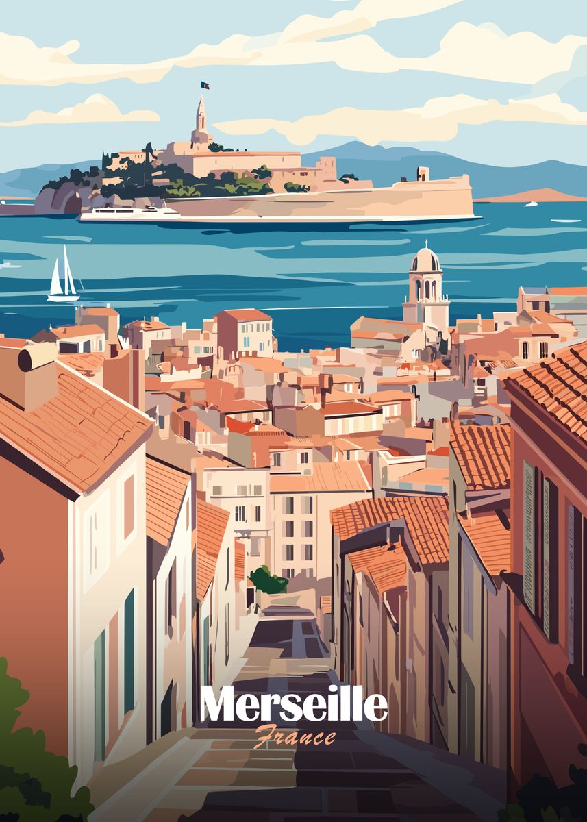 'Marseille Cityscape' Poster, picture, metal print, paint by Logan Reed ...