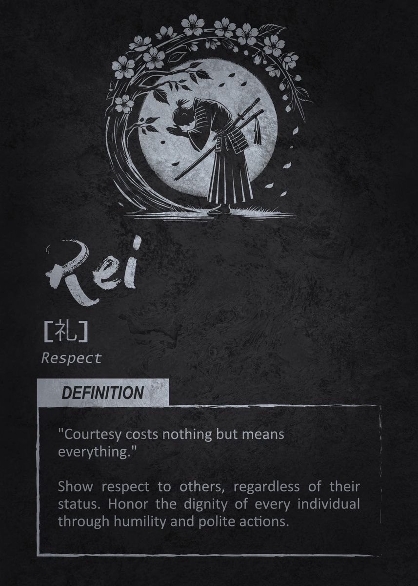 'Rei, Bushido Code, Samurai Motivation' Poster, picture, metal print ...