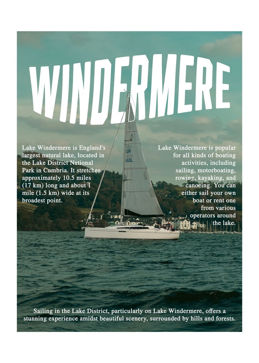 'Lake Windermere' Poster, picture, metal print, paint by Ethan Dinsdale ...