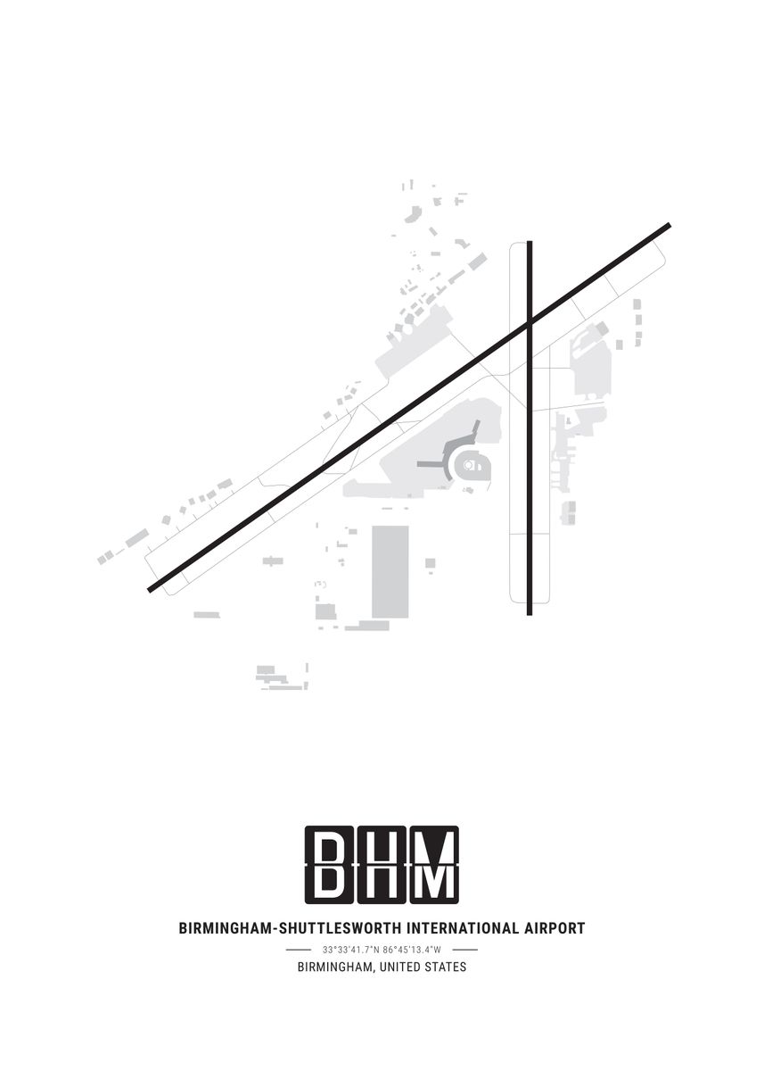 'Birmingham Airport Map' Poster, picture, metal print, paint by ...