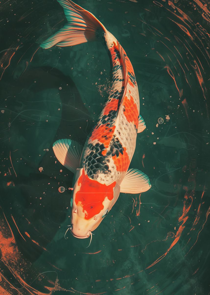 'Koi Fish in Pond' Poster, picture, metal print, paint by Alisson ...