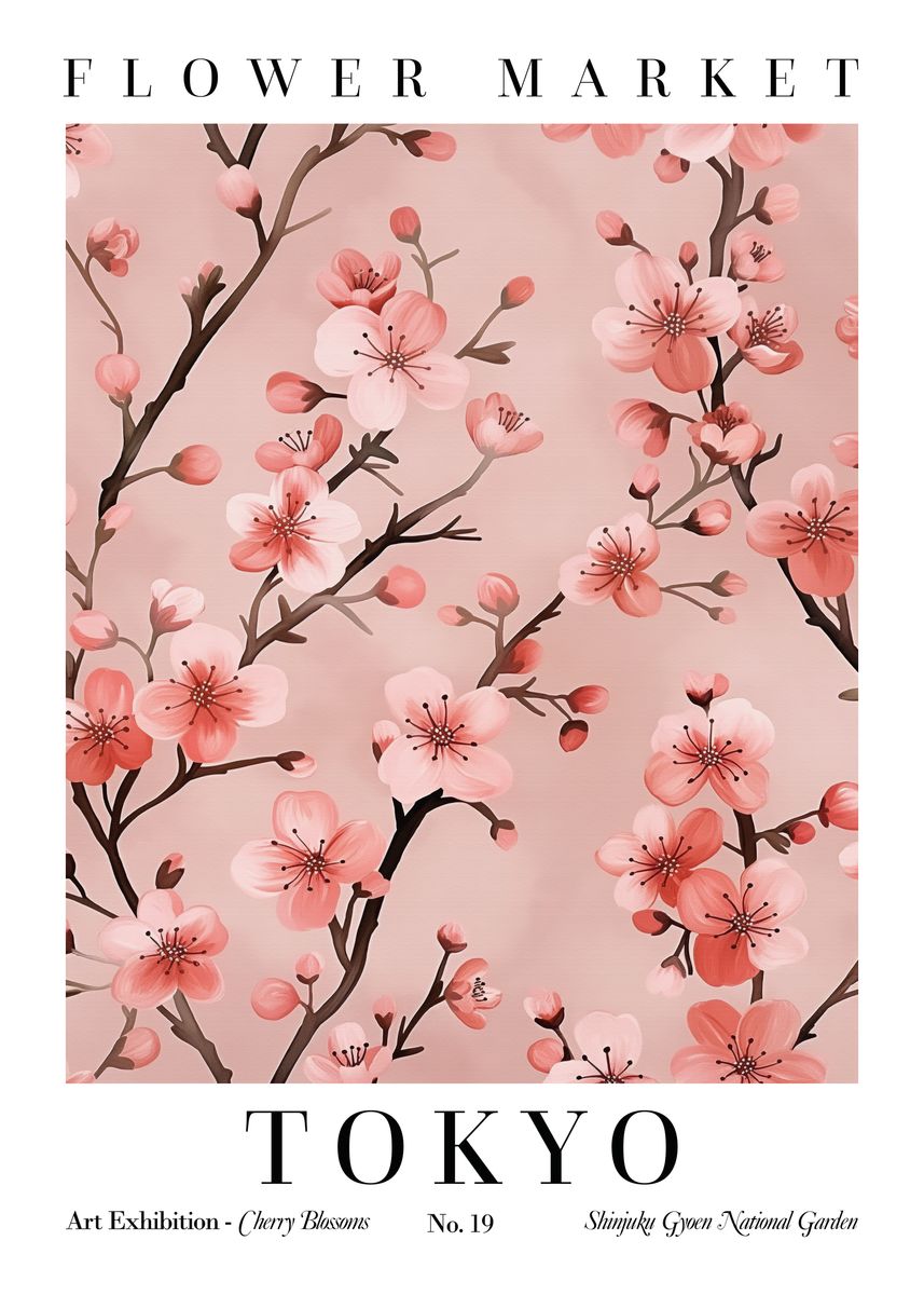 'Tokyo Cherry Blossom Flower Market' Poster, picture, metal print ...