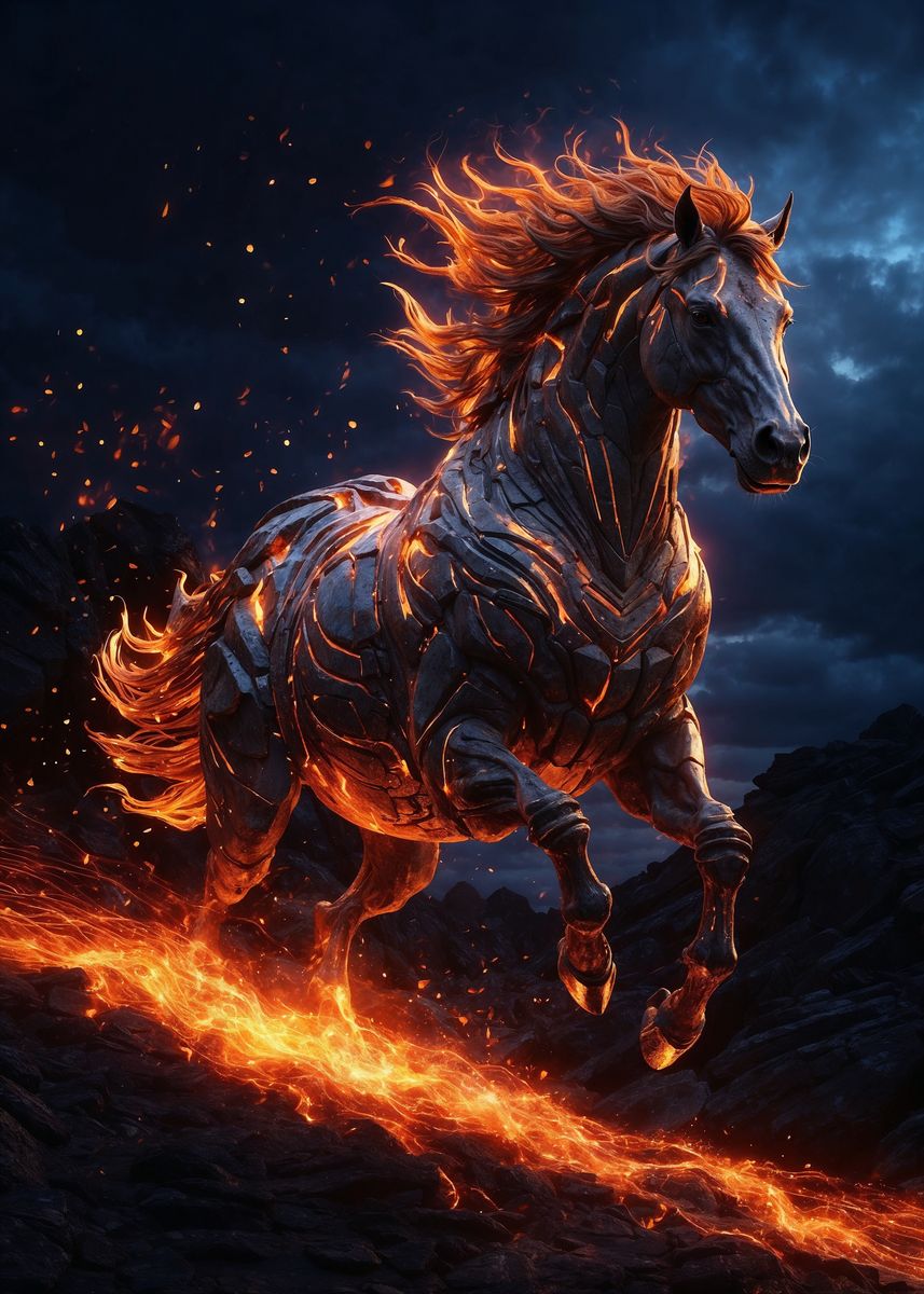 'Fiery Horse' Poster, picture, metal print, paint by Bowie Martyr ...