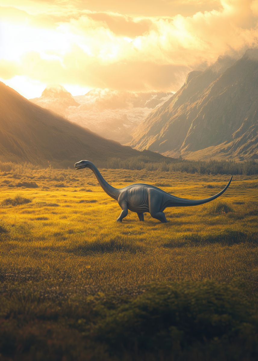 'Apatosaurus Dinosaur at Golden Hour' Poster, picture, metal print ...