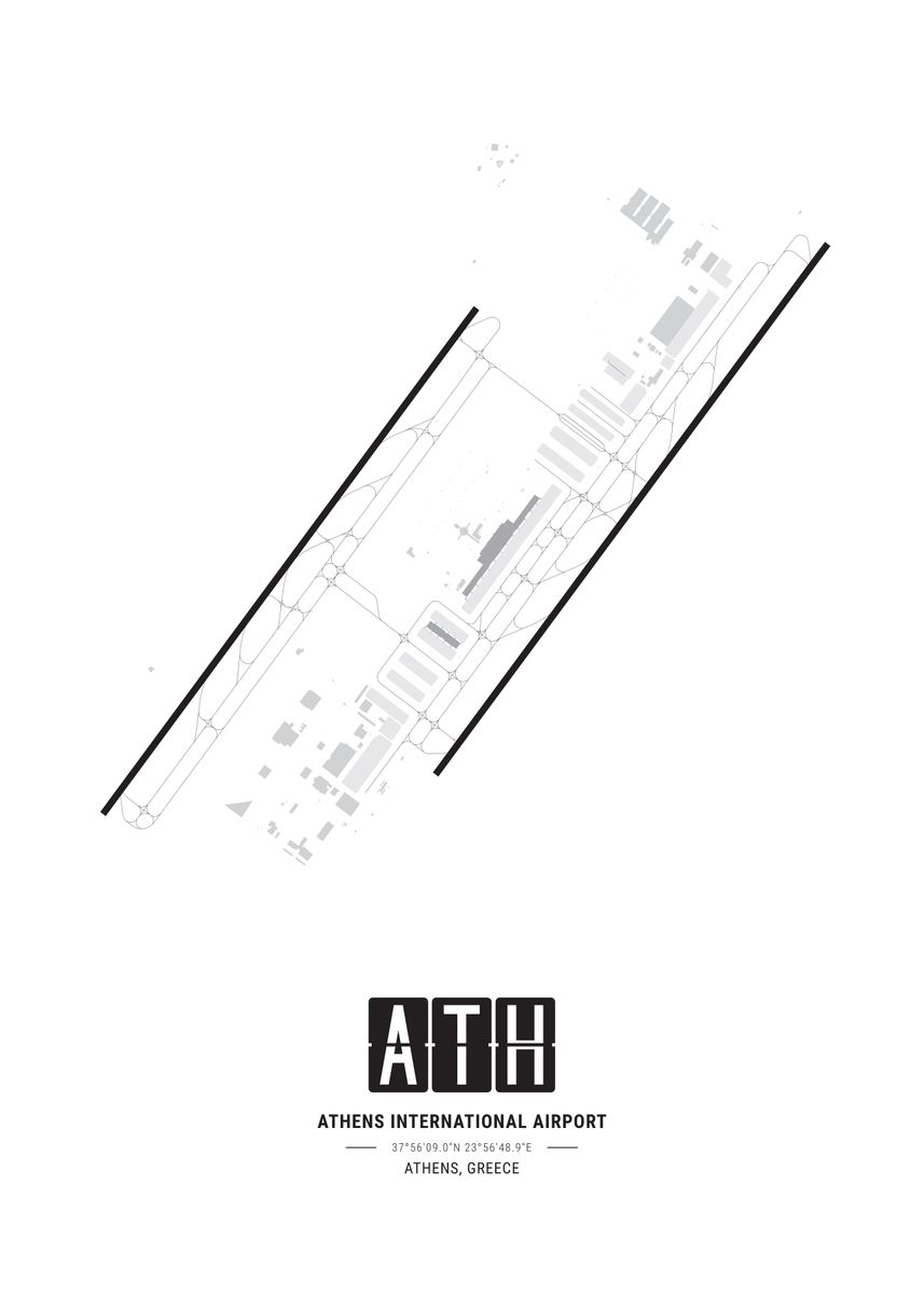 'Athens Airport Layout' Poster, picture, metal print, paint by ...