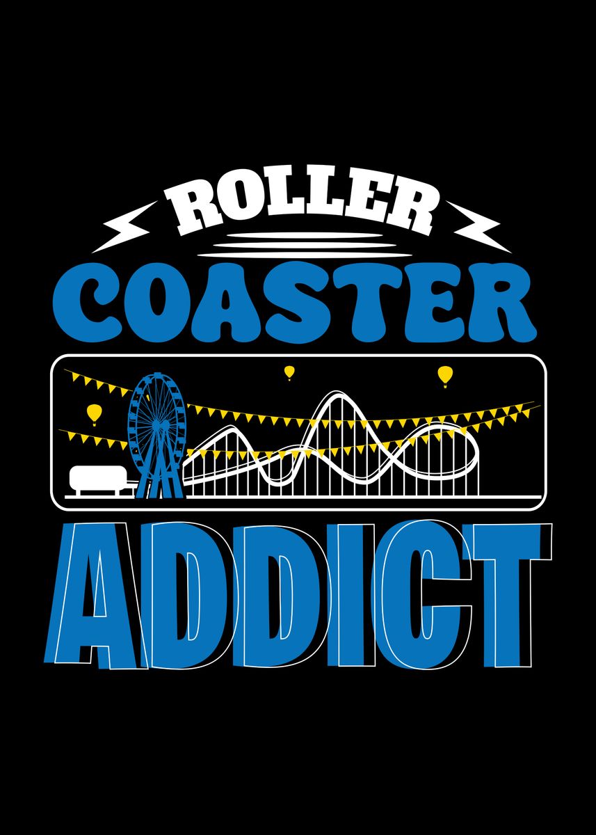 'Roller Coaster Addict' Poster, picture, metal print, paint by Andreas Schellenberg | Displate