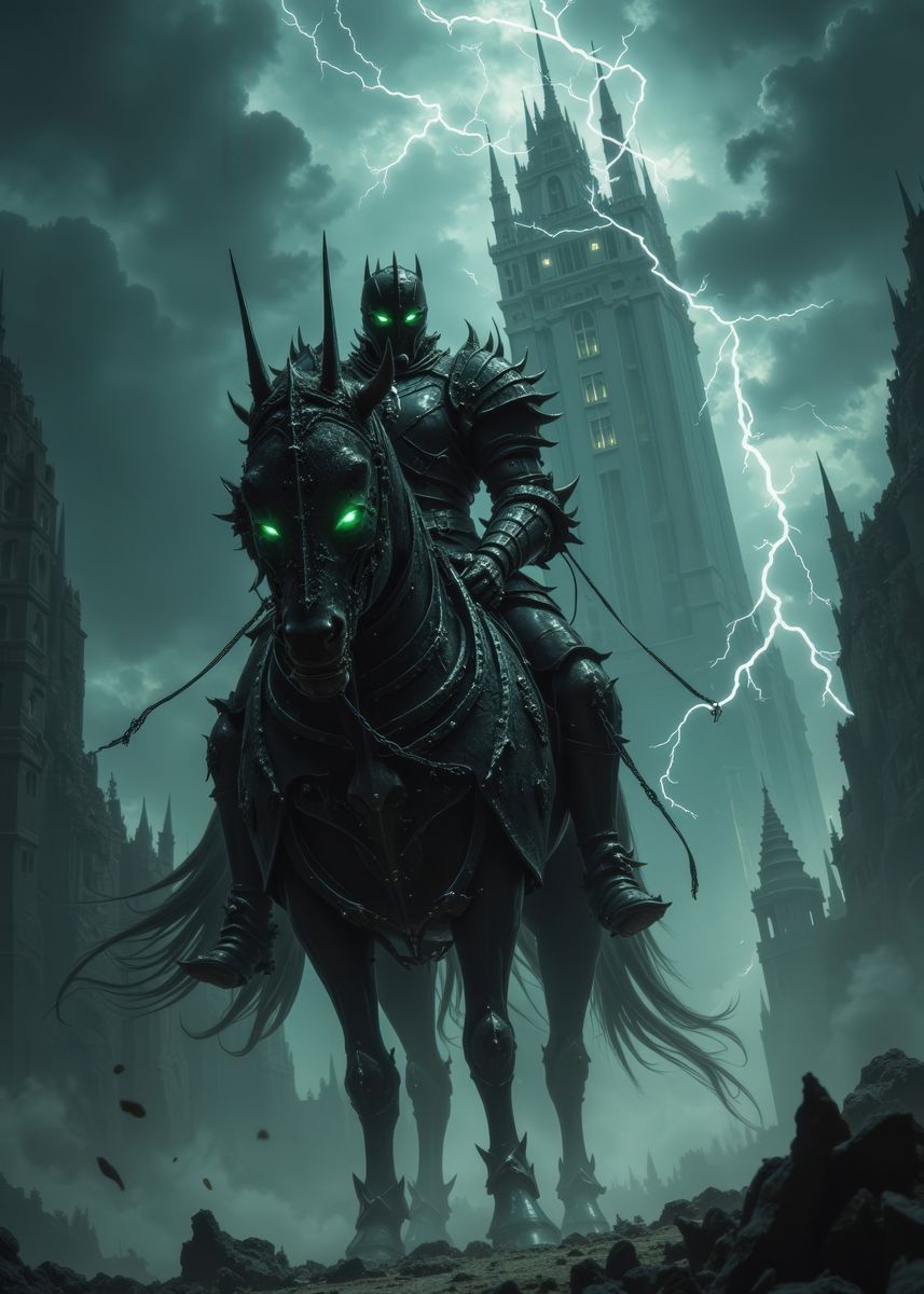 'Demonic Knight Horseback' Poster, picture, metal print, paint by ...