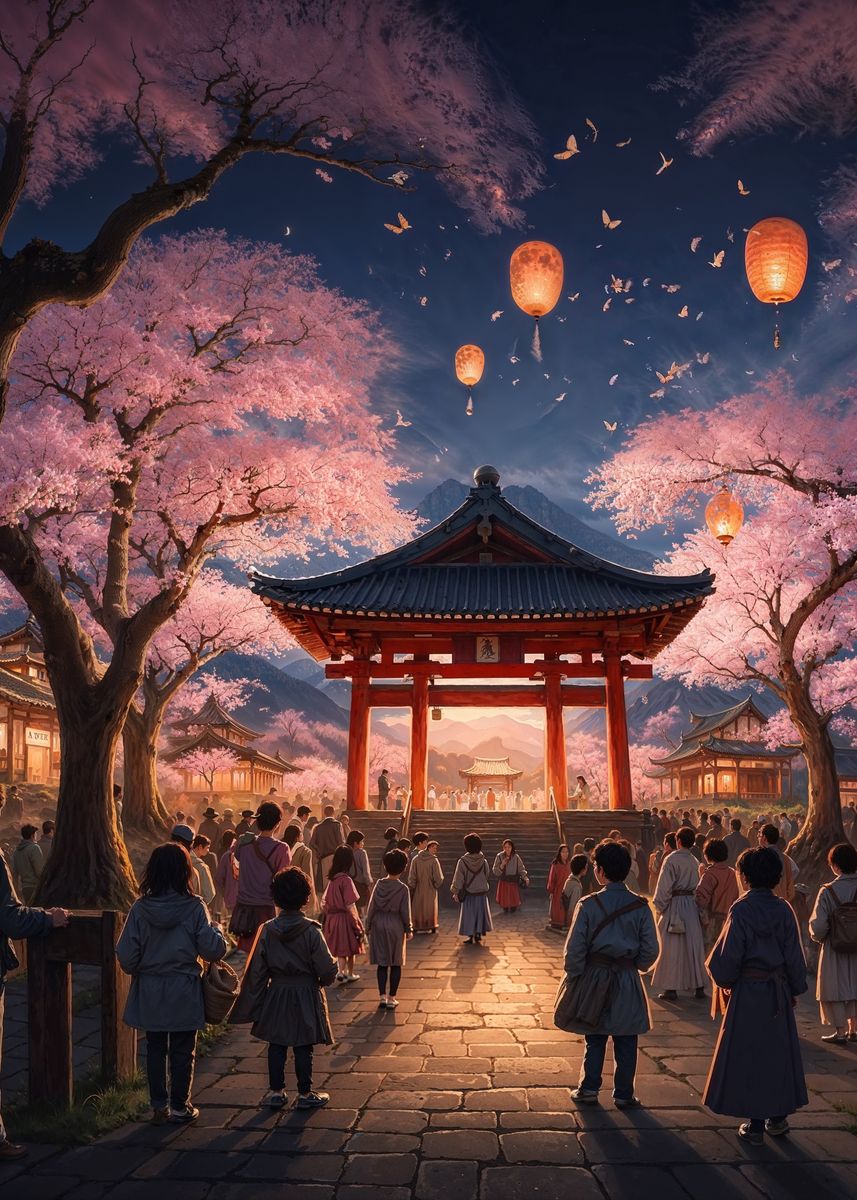 'Japanese Festival Gate' Poster, picture, metal print, paint by Egemon ...