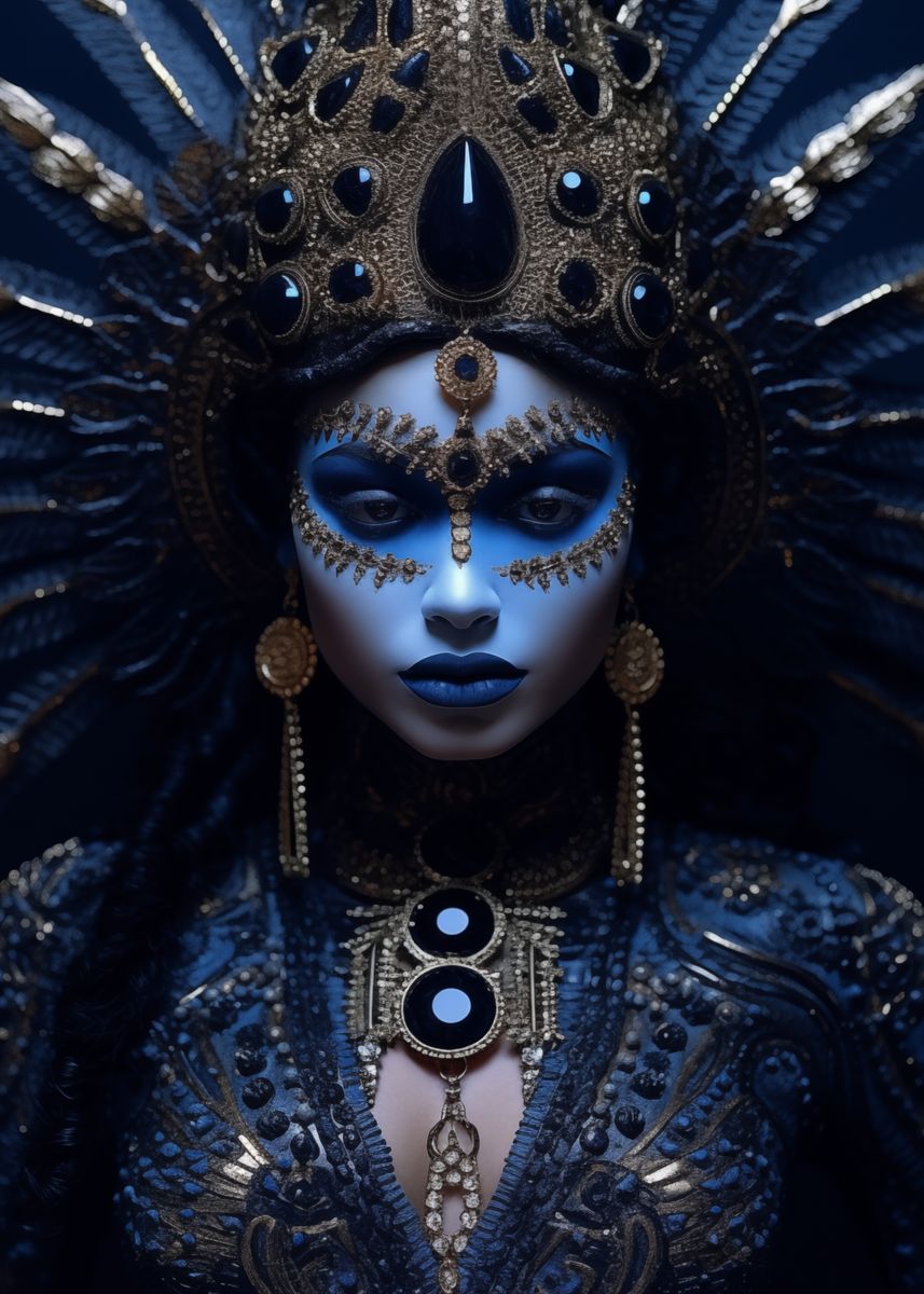 'Mystical Blue Queen' Poster, picture, metal print, paint by Michael ...