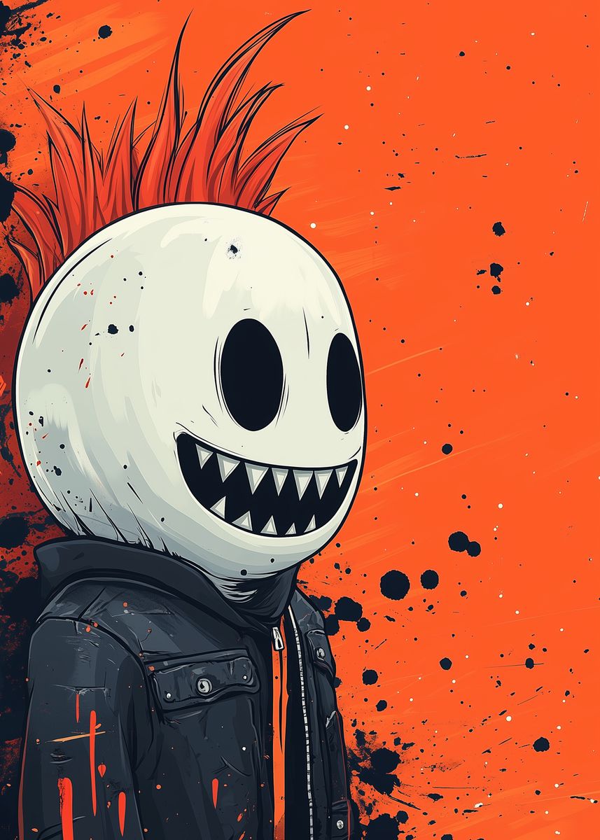 'Smiling Punk Ghost' Poster, picture, metal print, paint by der Mumpitz ...