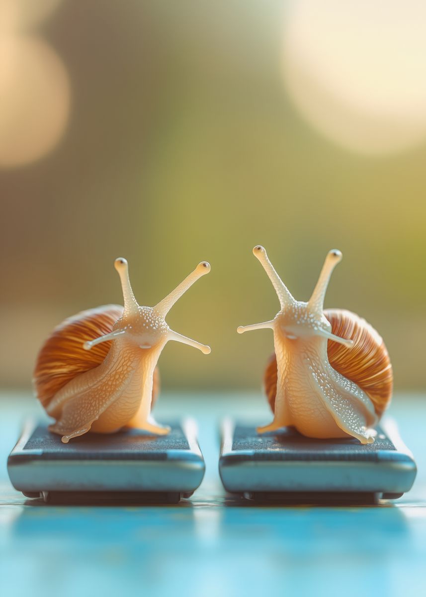 'Snails on Scales' Poster, picture, metal print, paint by Rawbin | Displate