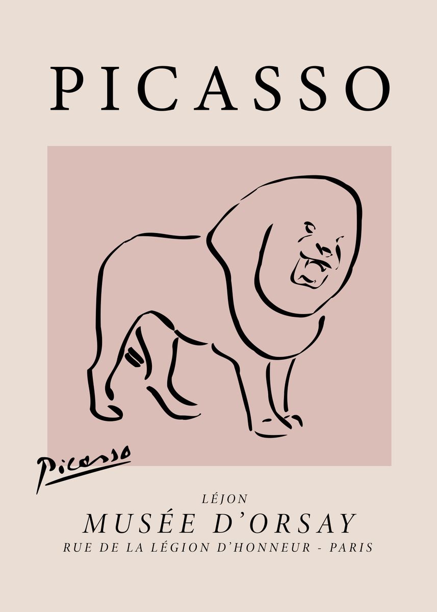 'Picasso Lion Line Art Print' Poster, picture, metal print, paint by ...