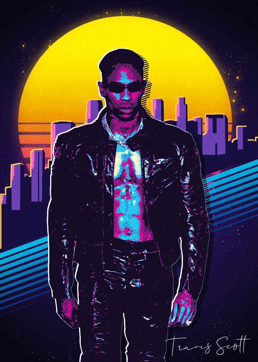 'Travis Scott Retro Art' Poster, picture, metal print, paint by Rose ...