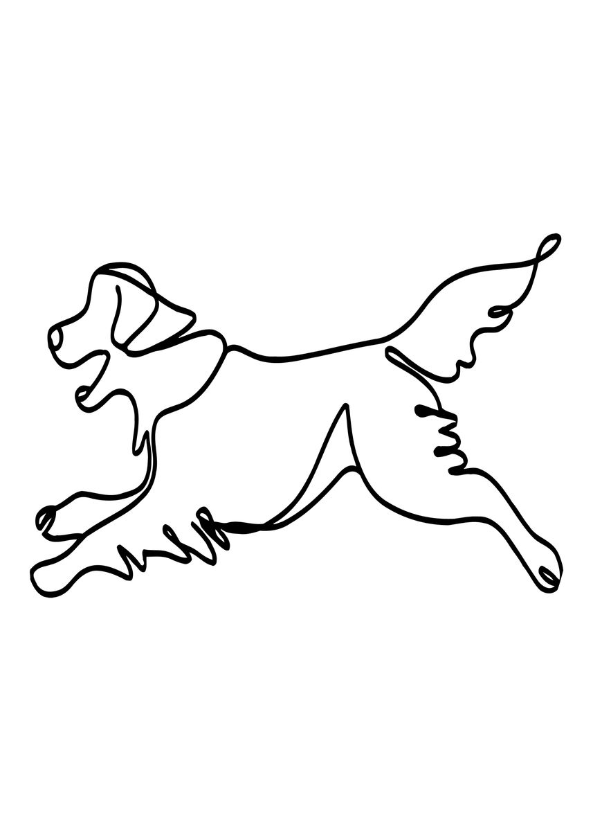 'One Line Golden Retriever Dog Running' Poster, picture, metal print ...