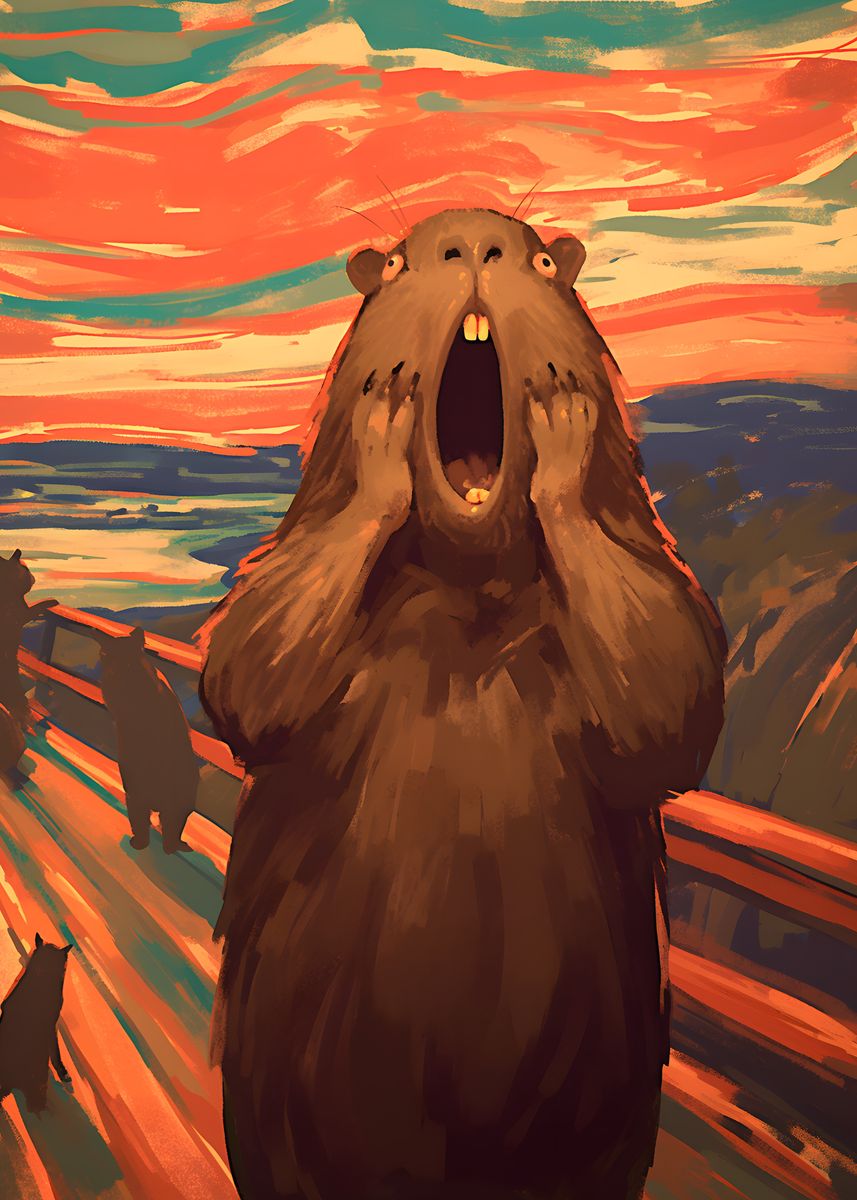 'Scream of Capybara' Poster, picture, metal print, paint by Chromapix ...